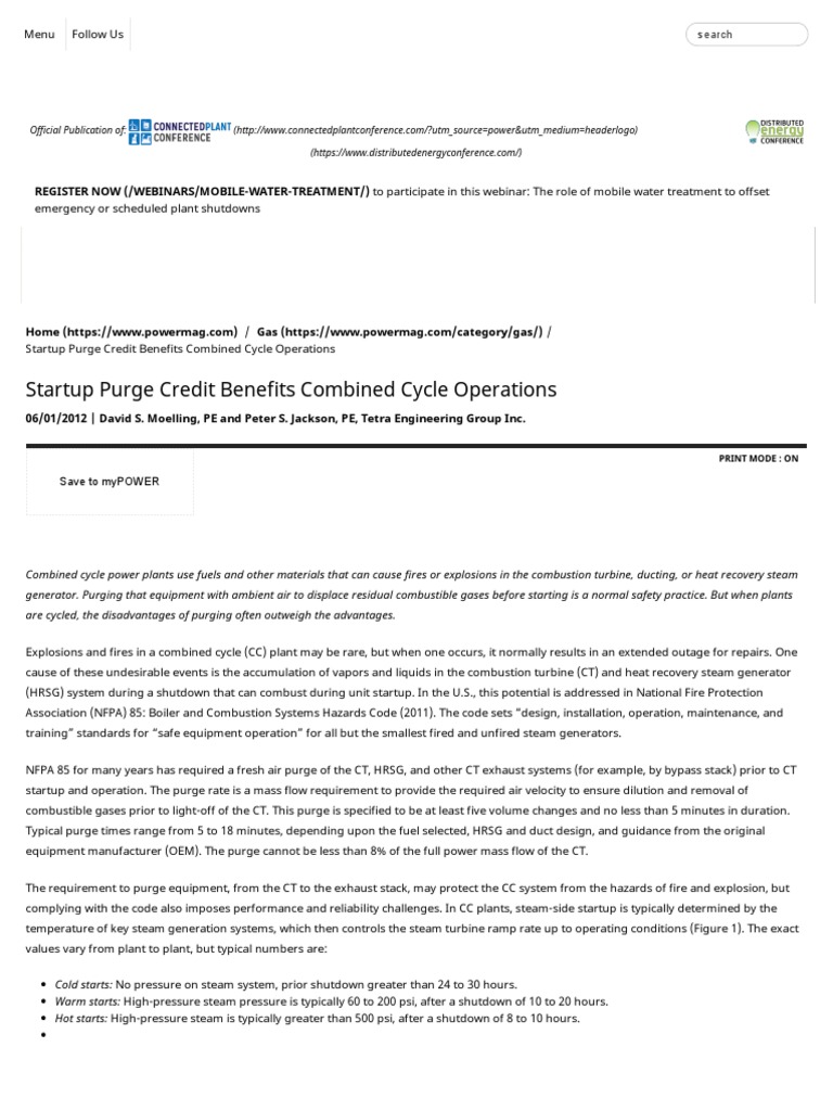 Startup Purge Credit Benefits Combined Cycle Operations | PDF | Boiler ...