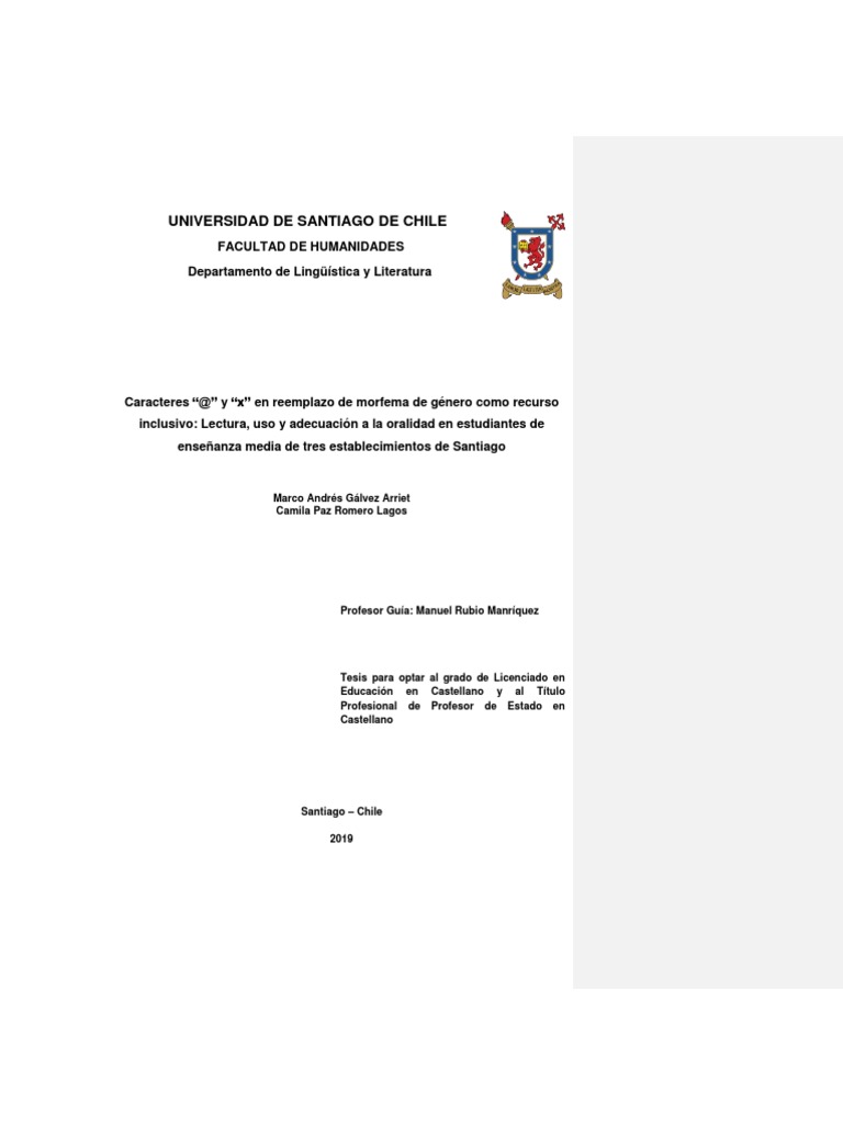 Marco Galvez Arriet & Camila Romero Lagos PDF | PDF | Género gramatical ...