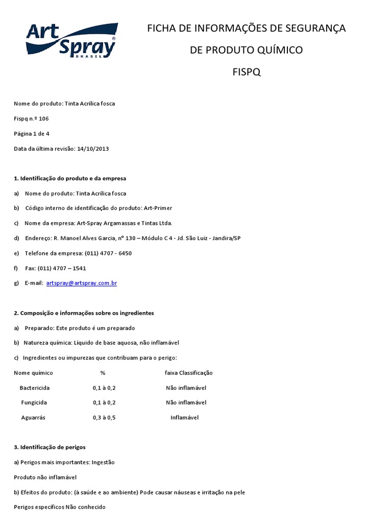 FISPQ Art Primer | PDF | Calor | Tinta