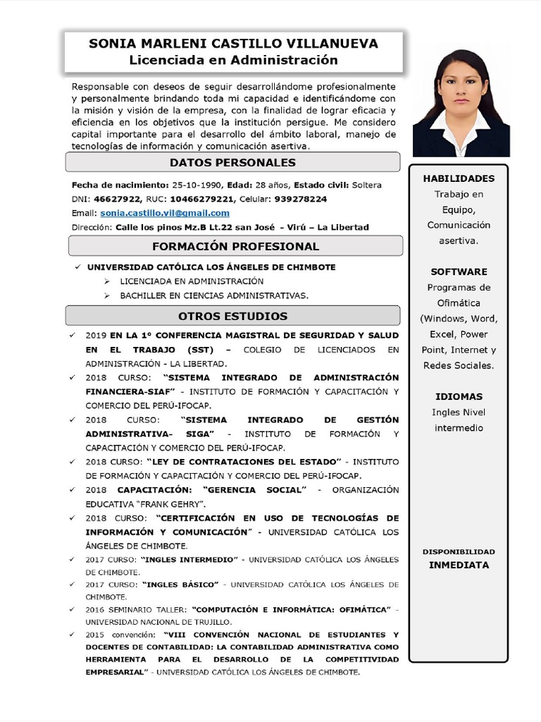 Curriculum Vitae Sonia Castillo | PDF