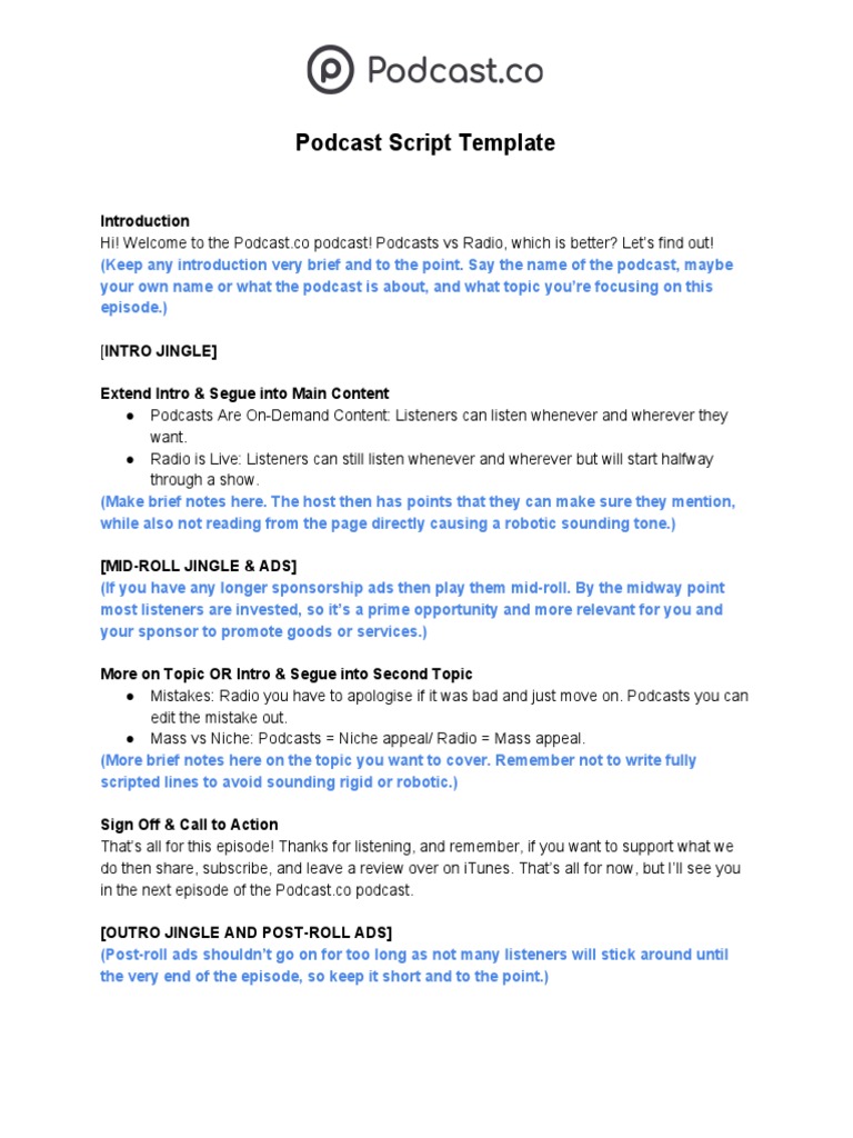 Podcast Script Template PDF | PDF