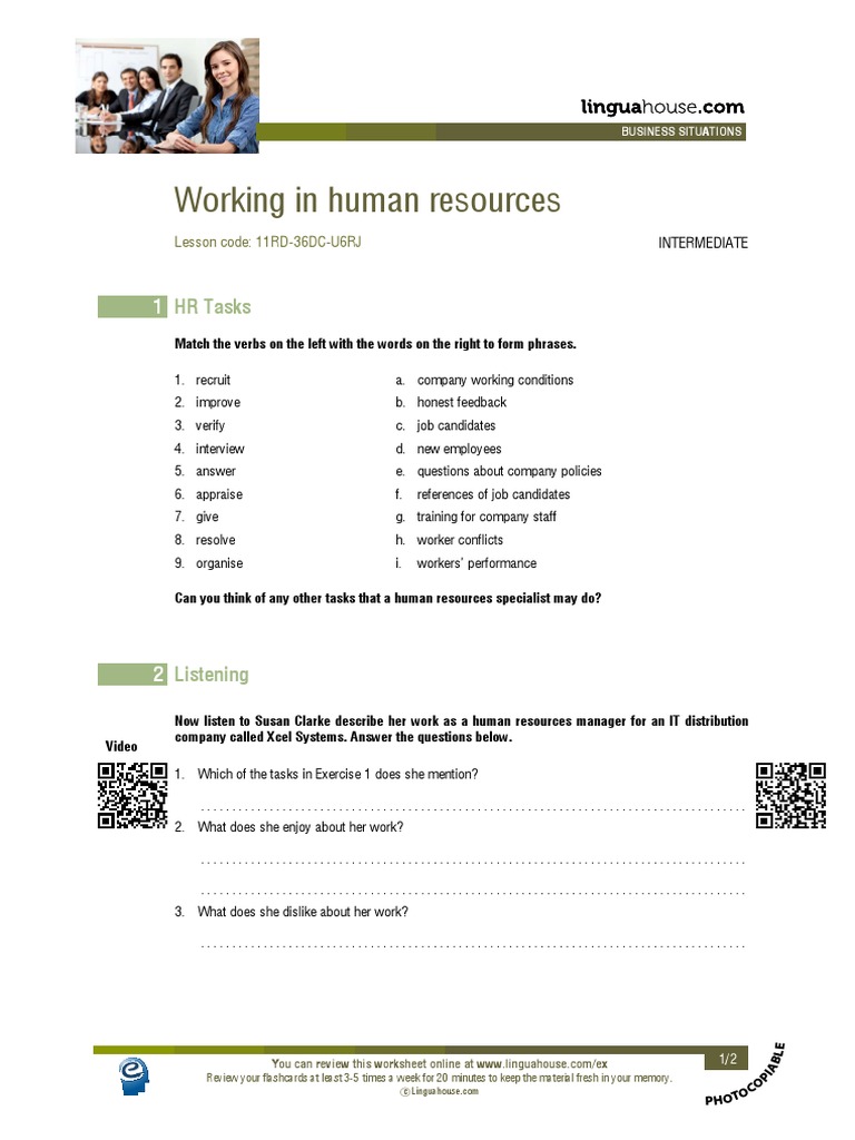 Working in Human Resources: HR Tasks | PDF | Human Resource Management ...