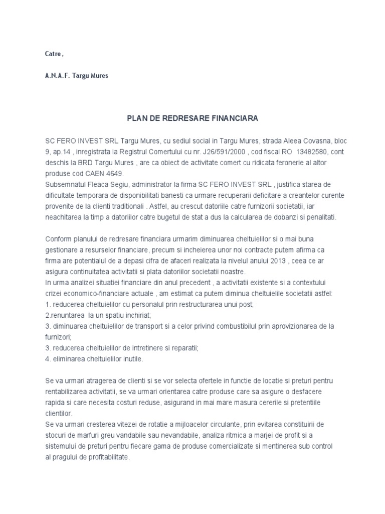 Plan de Redresare | PDF