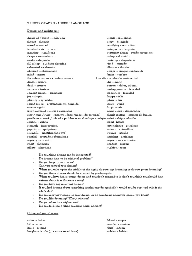 TRINITY Grade 9 4 Topics | PDF | Kidnapping | Crime & Violence