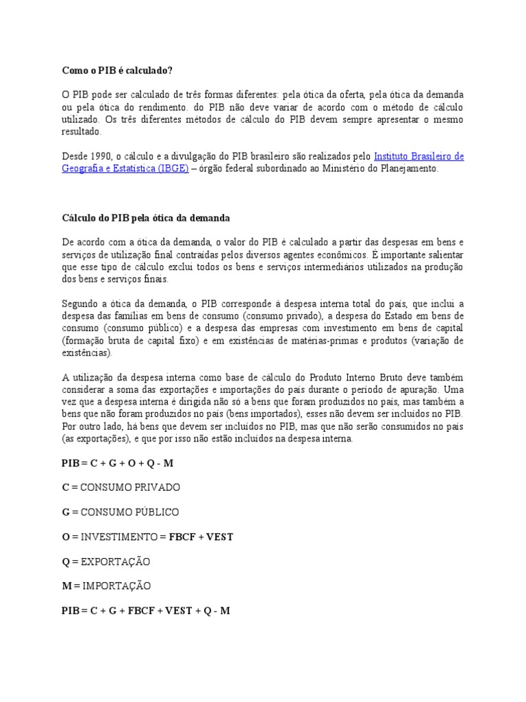 Como o PIB É Calculado | PDF | Produto interno bruto | Macroeconomia