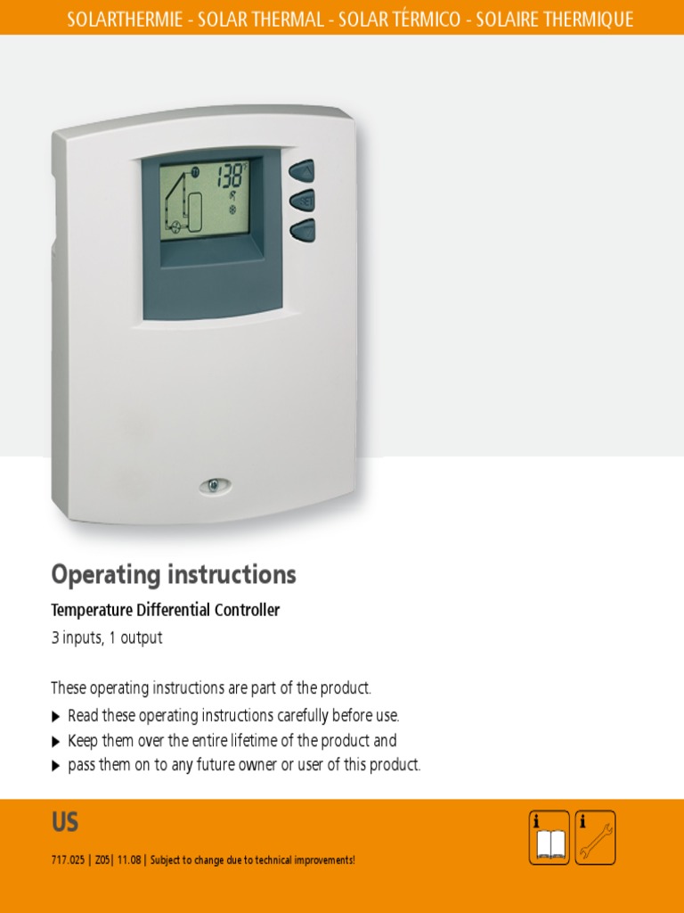 Operating Instructions: Temperature Differential Controller | PDF | Screw | Heat