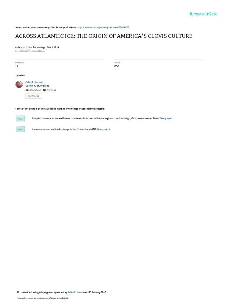 Across Atlantic Ice The Origin of Americas Clovis | PDF | Archaeology ...