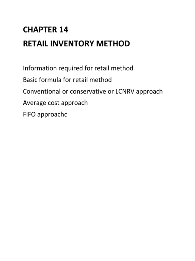 Retail Inventory Method Guide | PDF