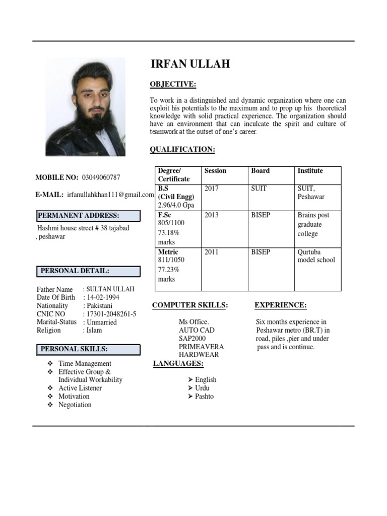 Irfan CV Trans | PDF | Cognition | Psychological Concepts