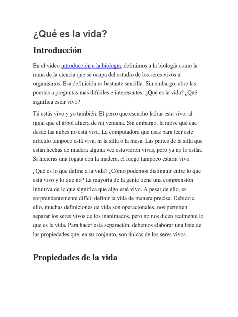 Definición de la vida y sus propiedades | PDF | Organismos | Vida