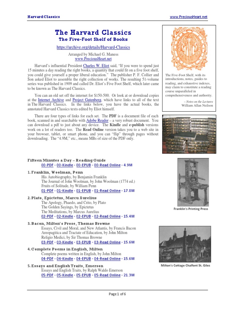Harvard-Classics List PDF | PDF | Books | Poetry