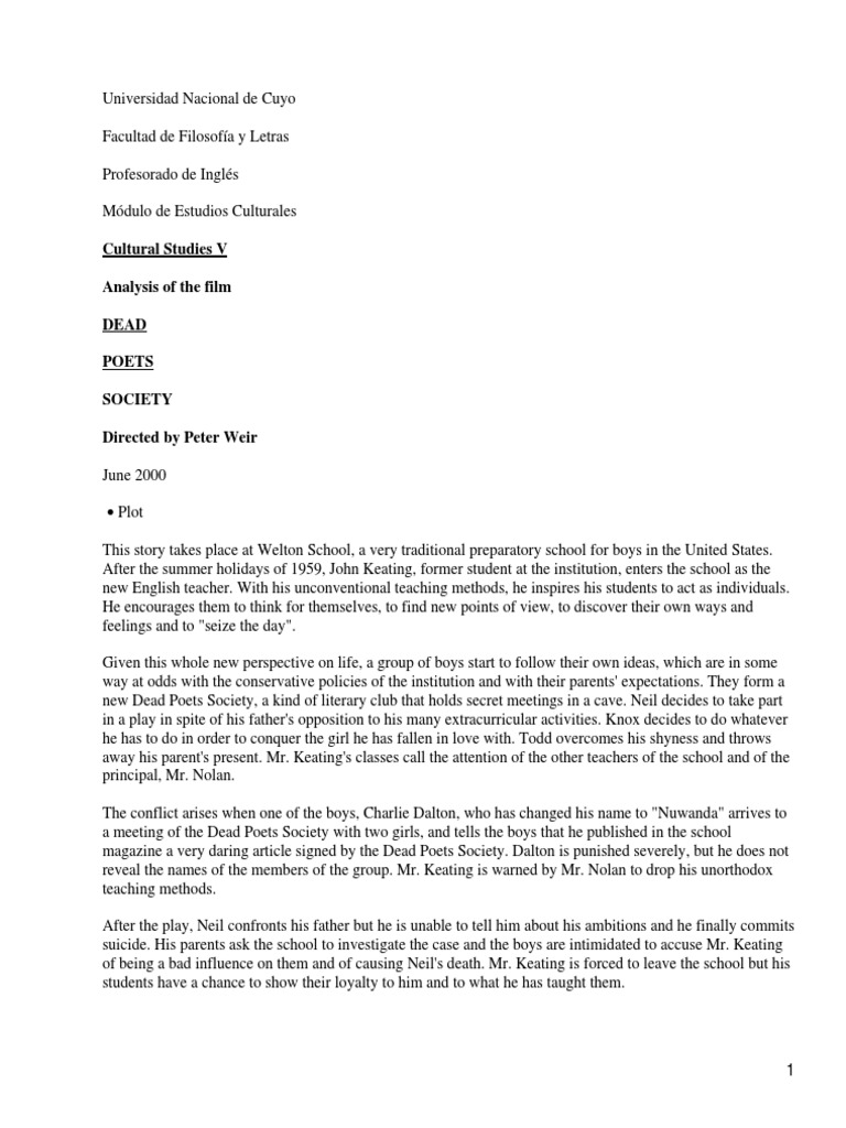 Dead Poets Society | PDF