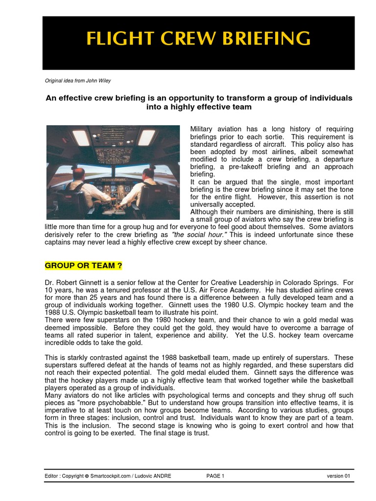 Flight Crew Briefing PDF | PDF | Leadership | Aviation