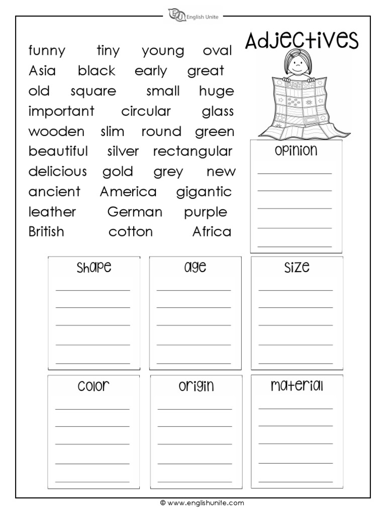 Adjectives Worksheet | PDF