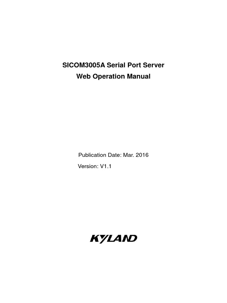 SICOM3005A Serial Port Server Web Operation Manual - V1.1 | PDF | Port (Computer Networking ...