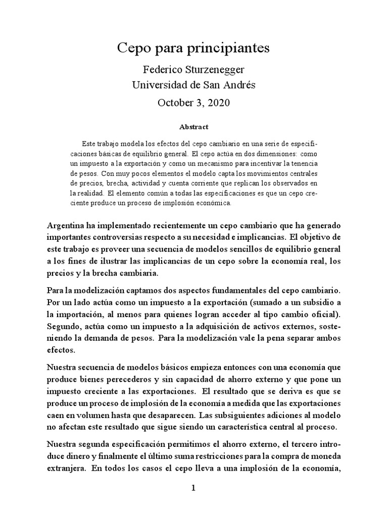 Cepo para Principiantes | PDF | Tipo de cambio | Inflación