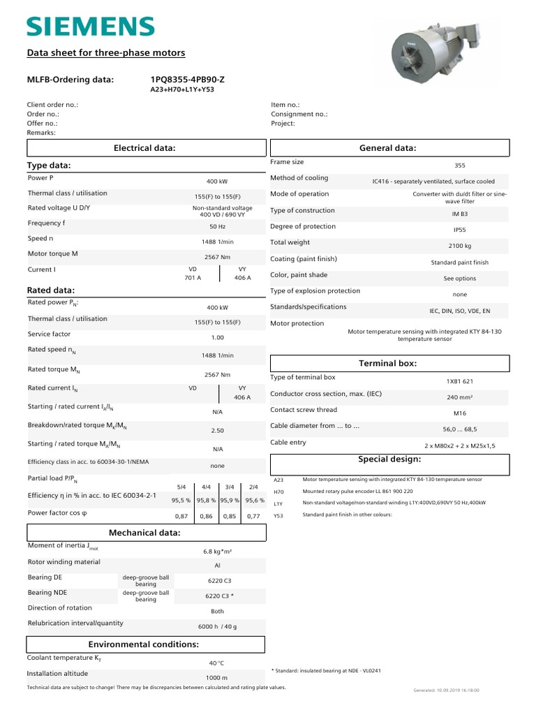 Data Sheet For Three-Phase Motors: 1PQ8355-4PB90-Z MLFB-Ordering Data ...
