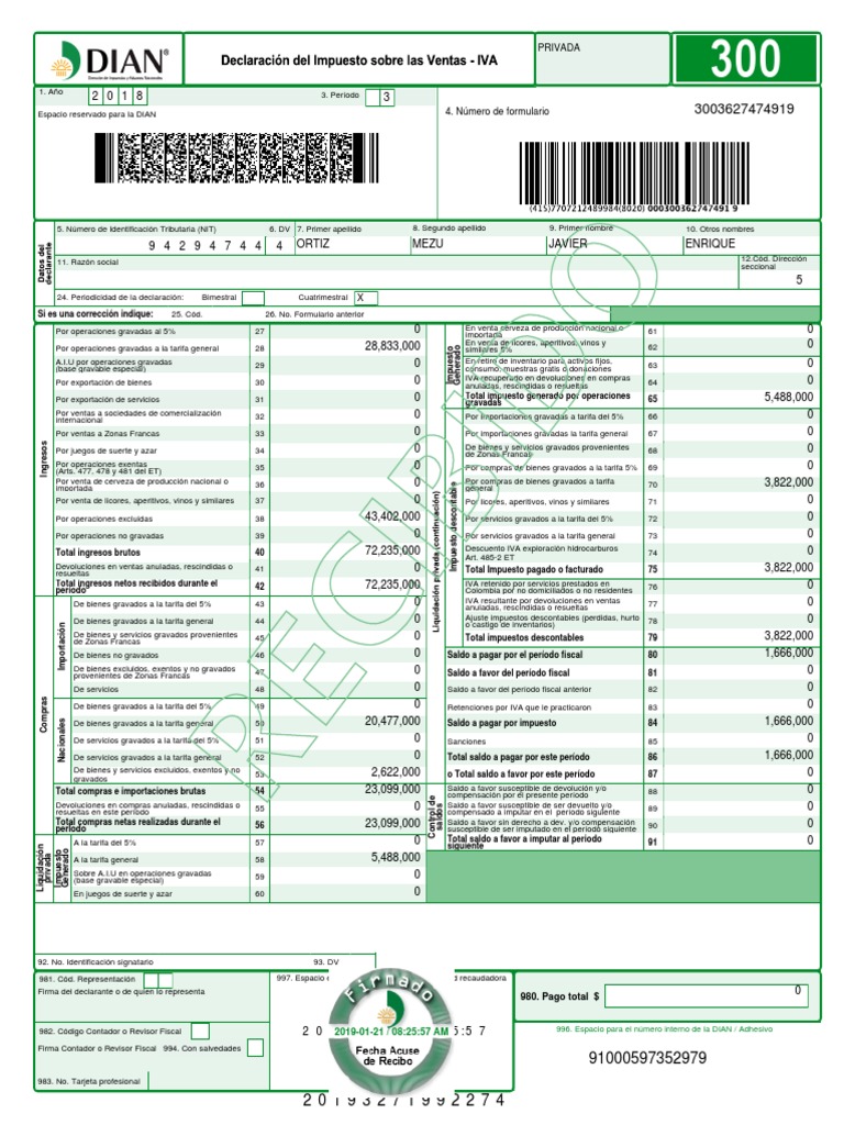 Declaraciòn de Iva Formato 300 | PDF | Impuestos | Finanzas del gobierno