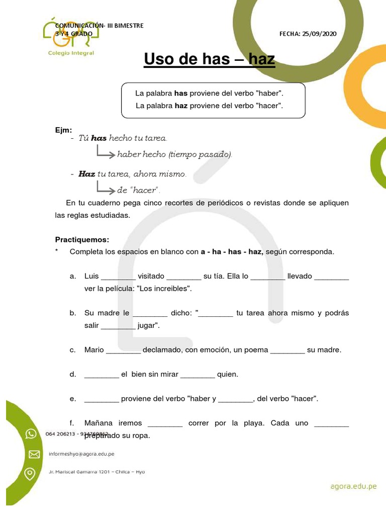 II.B.TEMA 3.COM. El Uso de Has-Haz 3y4 PDF | PDF