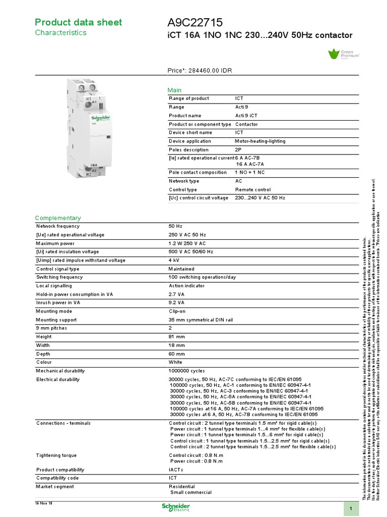 Data Sheet Contactor A9C22715 DATASHEET ID in-ID | PDF | Alternating ...