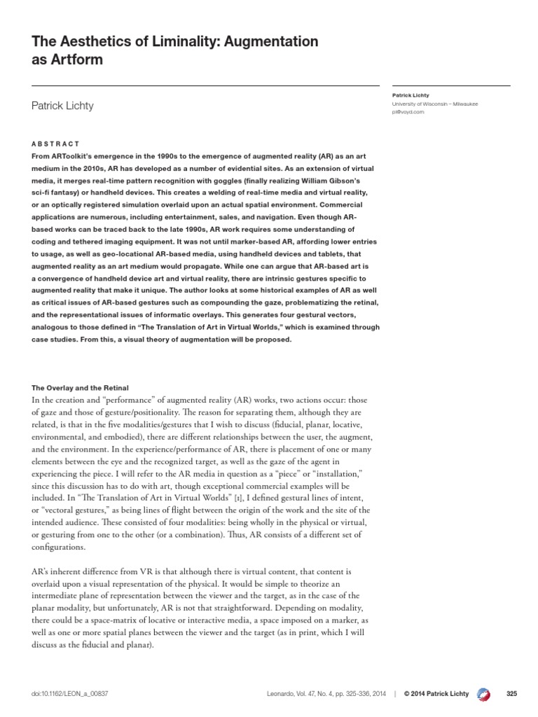 The Aesthetics of Liminality: Augmentation As Artform: Patrick Lichty ...
