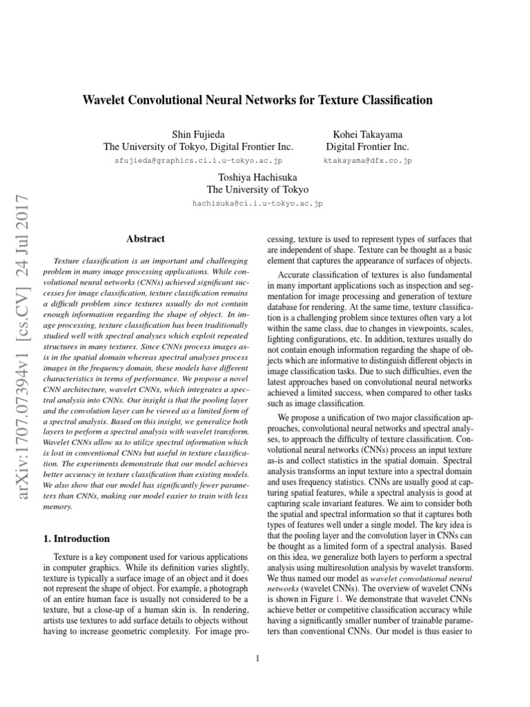 Wavelet Convnets For Texture Classification | PDF | Wavelet ...