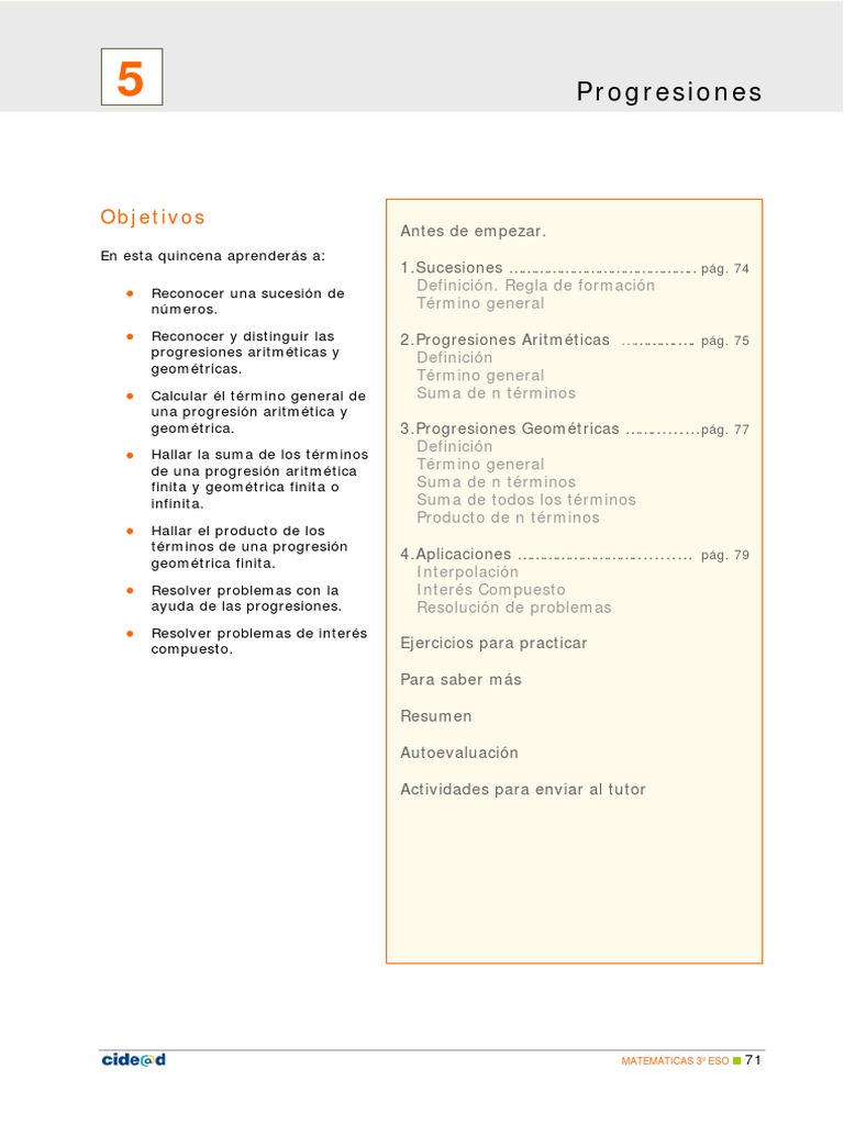 Progresiones PDF | PDF | Fórmula | Secuencia