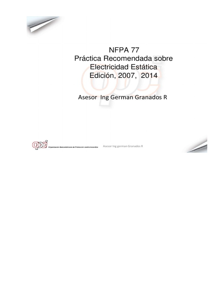 Conferencia Nfpa 77 2014pdf PDF | PDF | Electrostática | Descarga ...