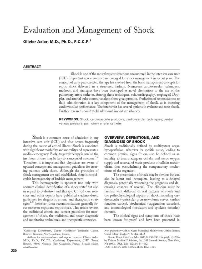 1 Evaluation and Management of Shock | PDF | Diastole | Shock (Circulatory)
