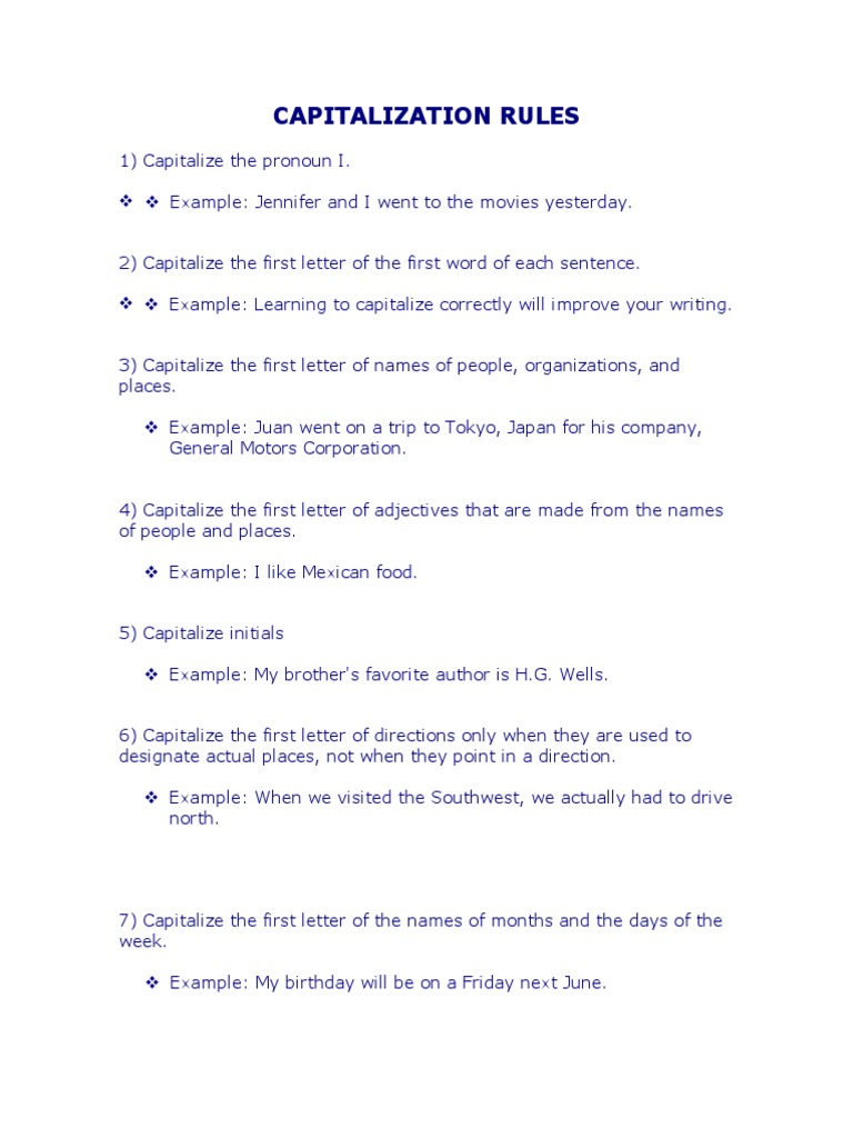 Capitalization Rules | PDF