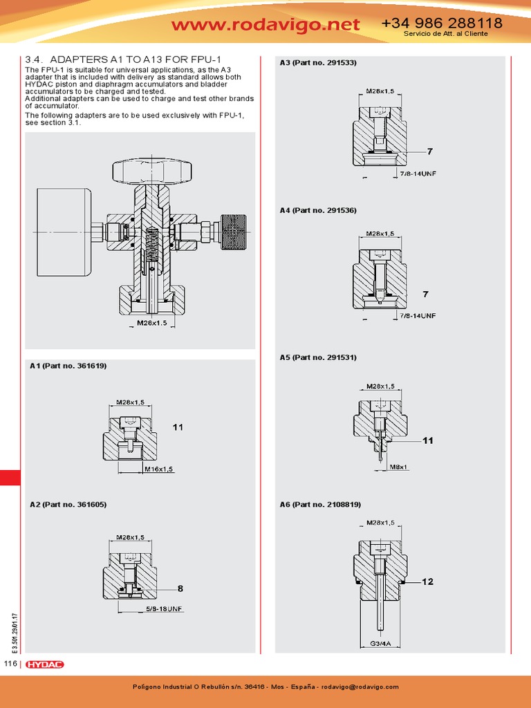 Adaptadores Acumulador Hydac | PDF