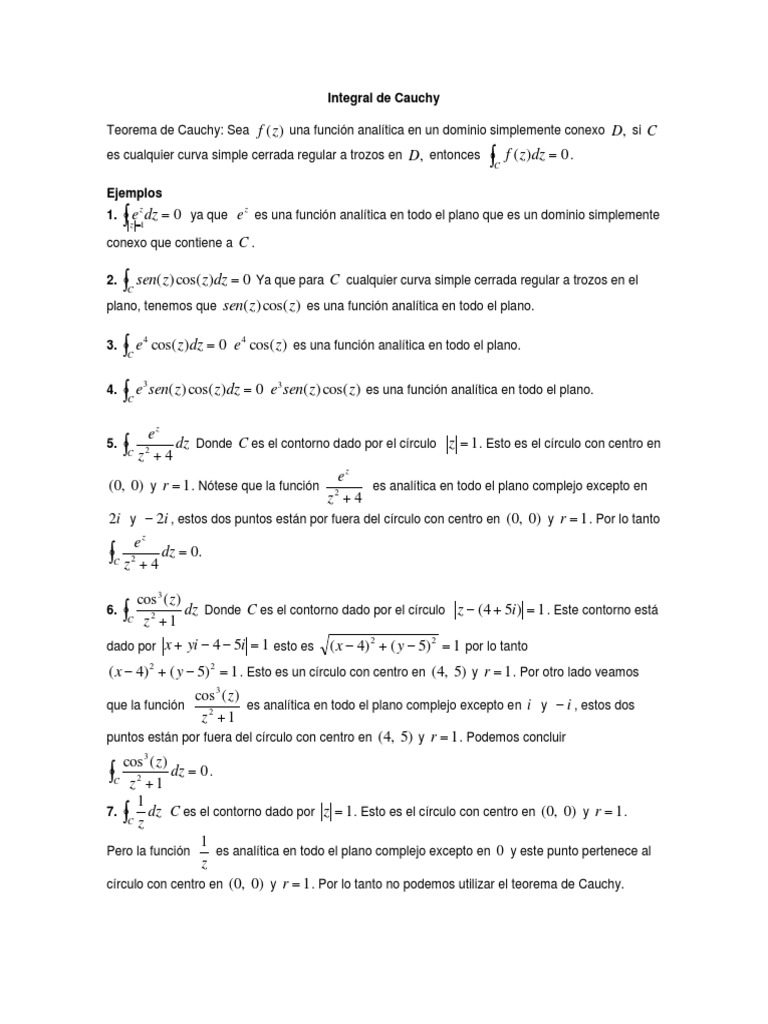 Teorema y Fórmula Integral de Cauchy | PDF | Integral | Curva