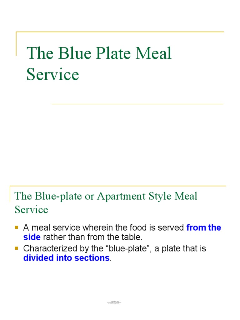 The Blue Plate Meal Service | PDF | Tableware | Food And Drink