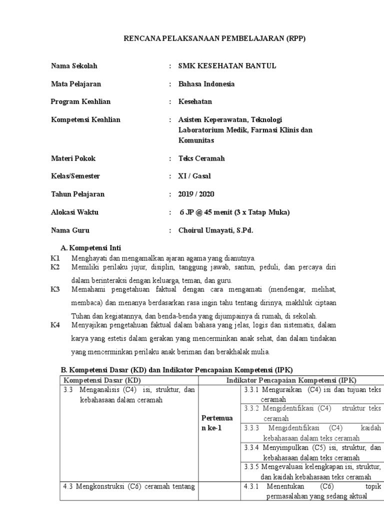 Contoh RPP TPACK DARING PDF | PDF