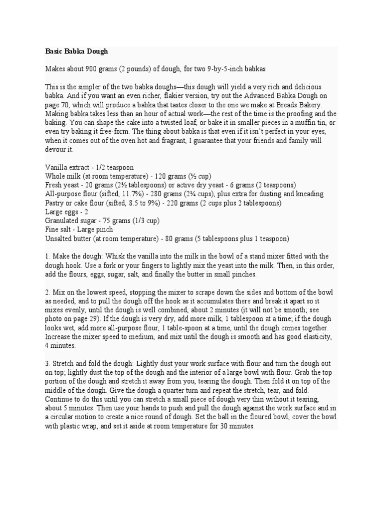 Recipe - Basic Babka Dough | PDF | Cakes | Dough