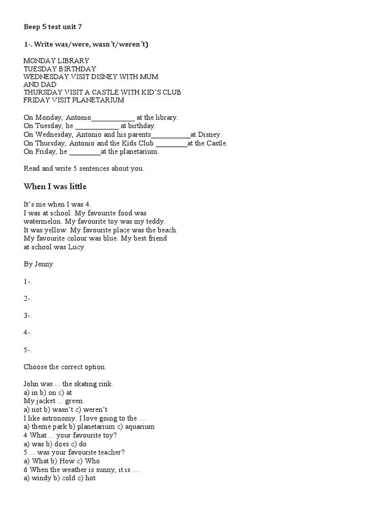 Beep 5 Test Unit 7 | PDF