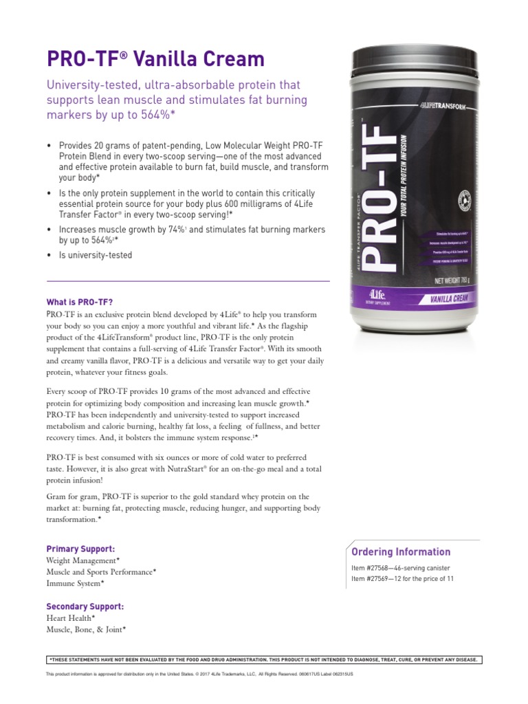 Protf Vanilla Cream | PDF | Dietary Supplements | Nutrition