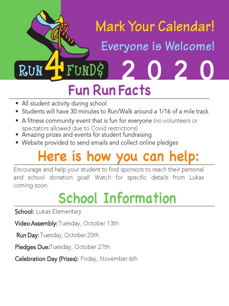Lukas Elementary Fun Run 2020 Event | PDF