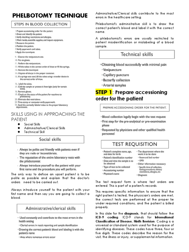 Phelbotomy Technique: STEP 1: Prepare Accessioning Order For The ...