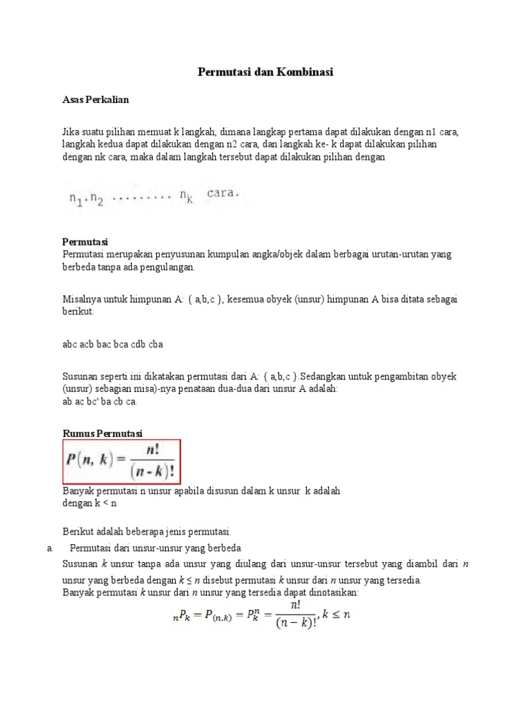 Permutasi Dan Kombinasi | PDF