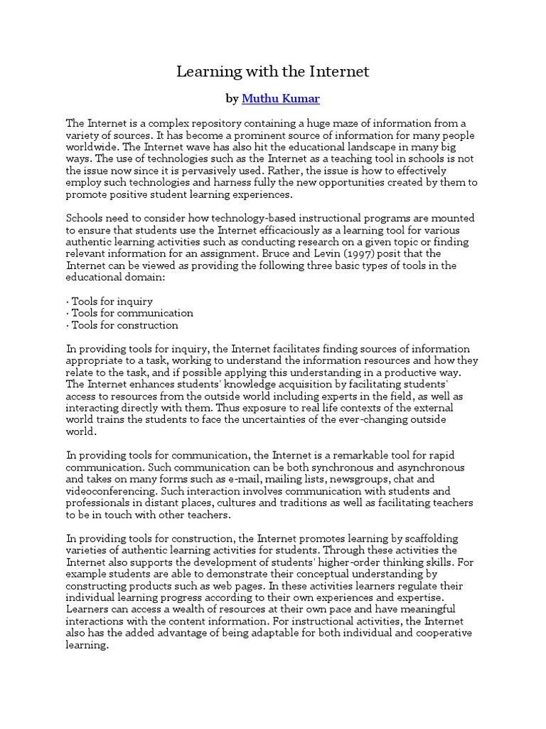11 - Learning With The Internet | PDF | Internet | Learning