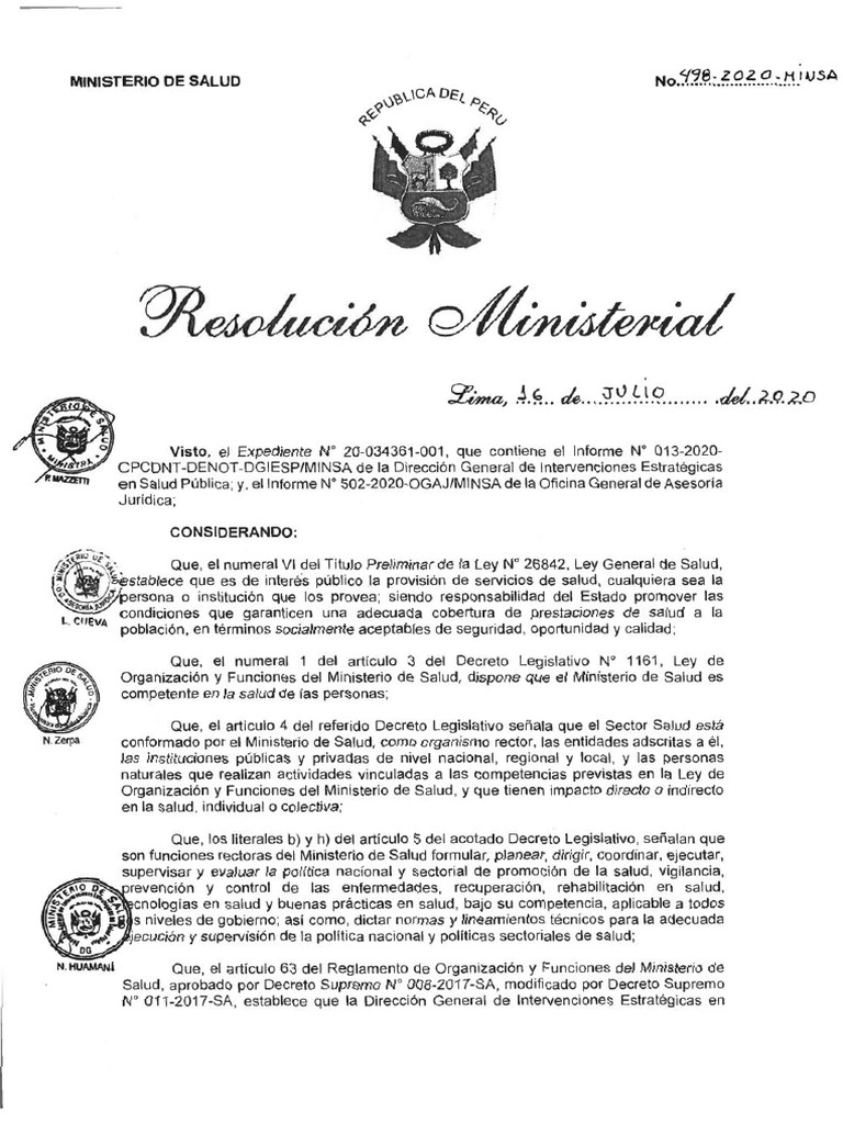 RM - 498 2020 Minsa | PDF