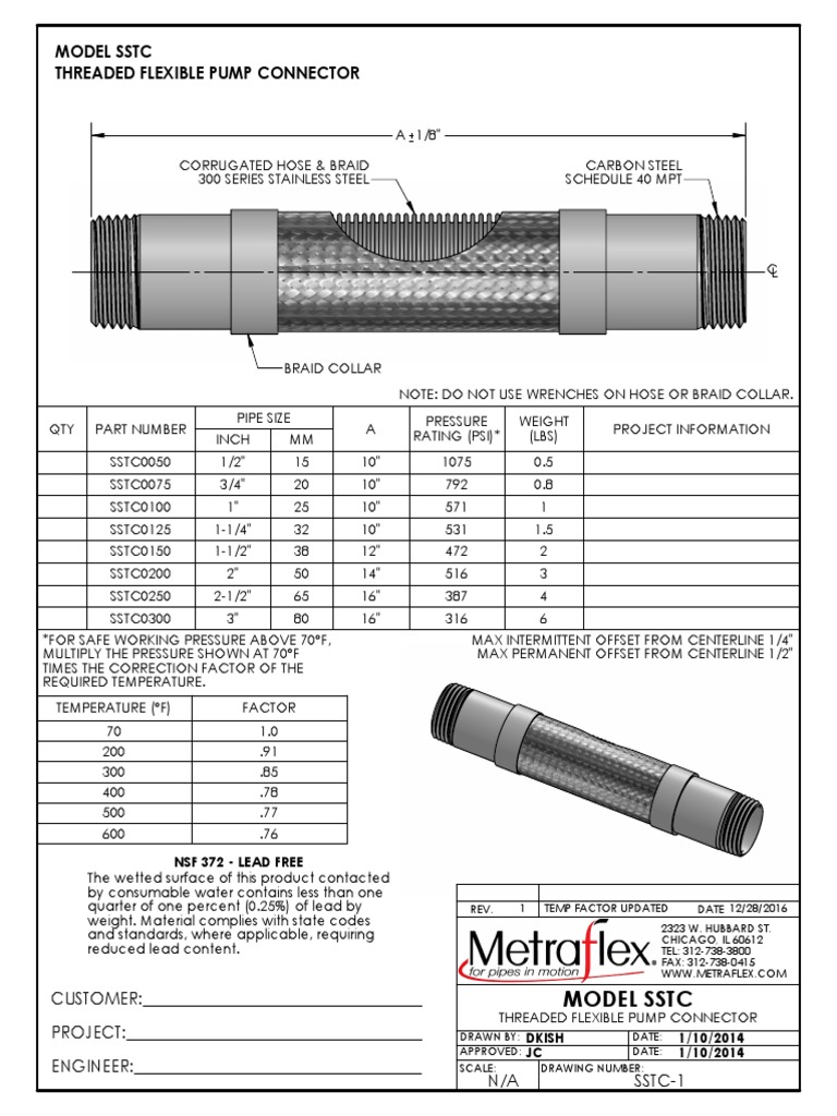 Metraflex SSTC Threaded Metal Connector PDF | PDF | Manufactured Goods ...