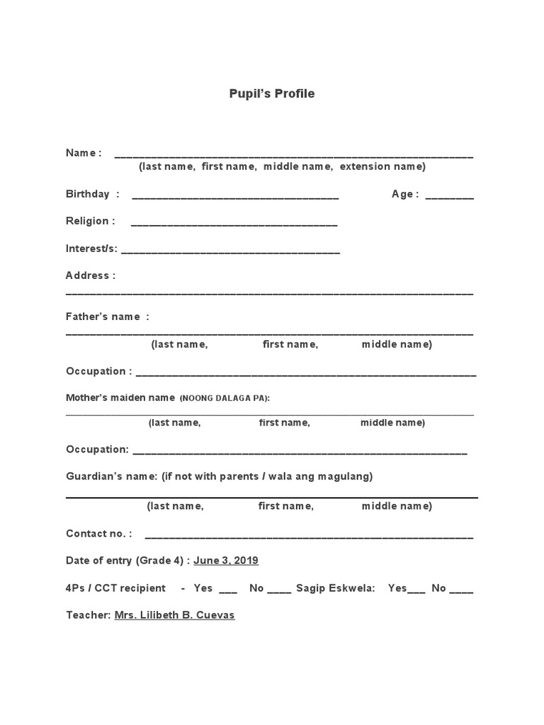 Pupils Profile | PDF