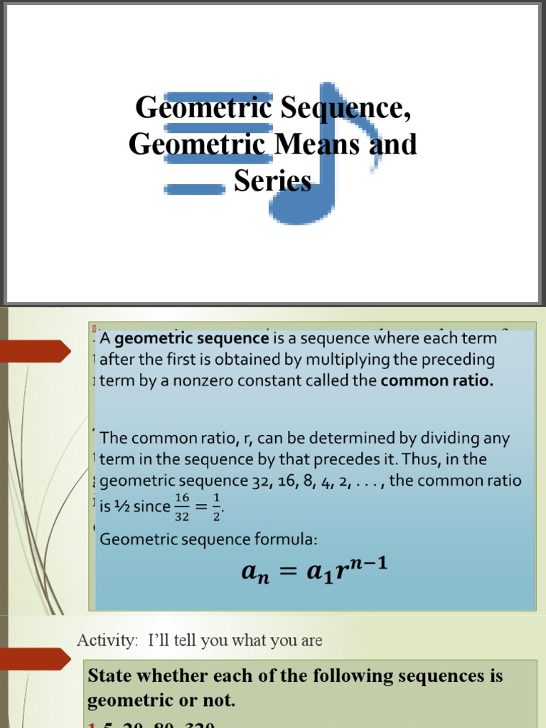 Geometric Sequence J Geometric Means and Series | PDF | Mathematical ...