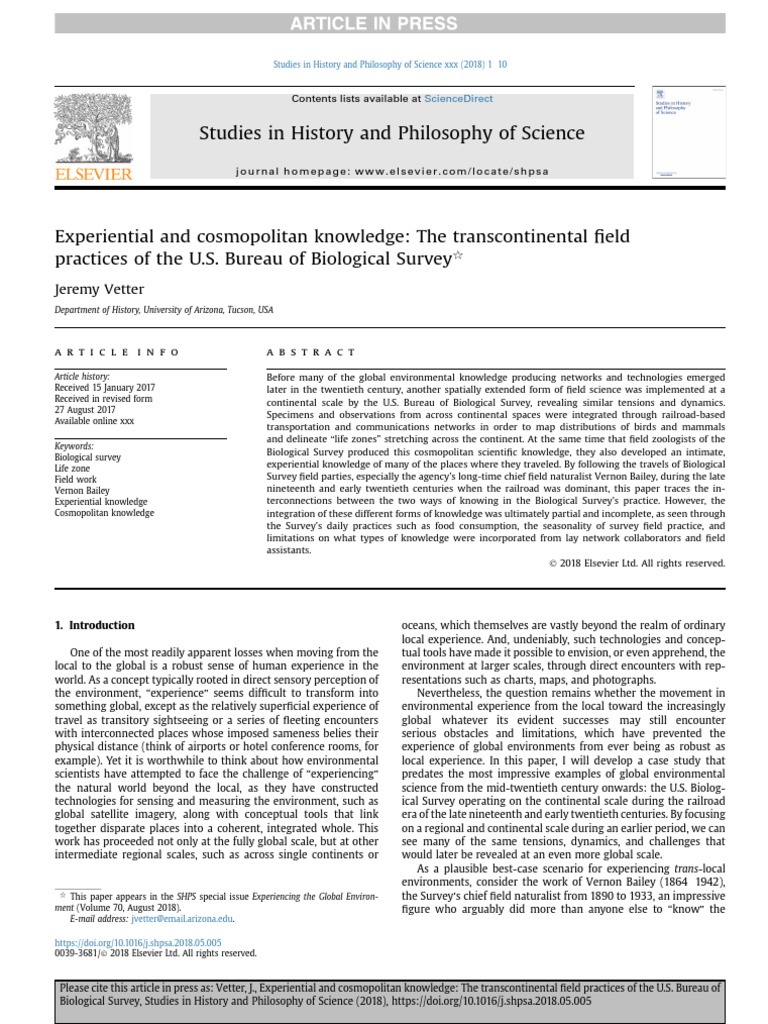 Experiential and Cosmopolitan Knowledge - The Transcontinental Field ...