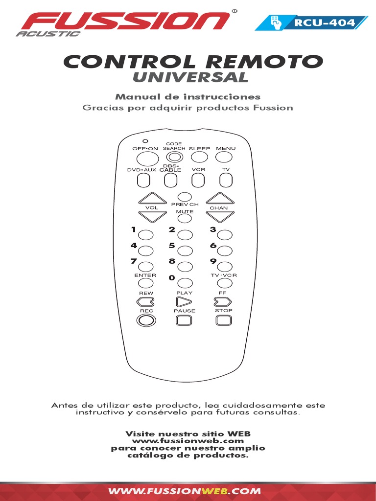 Rcu 404 | PDF | Control remoto | Grabadora de vídeo