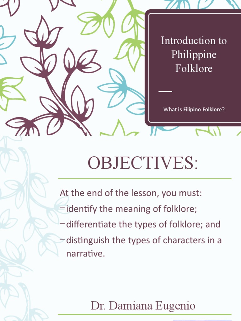 Intro to Filipino Folklore Types | PDF | Traditional Stories | Narrative