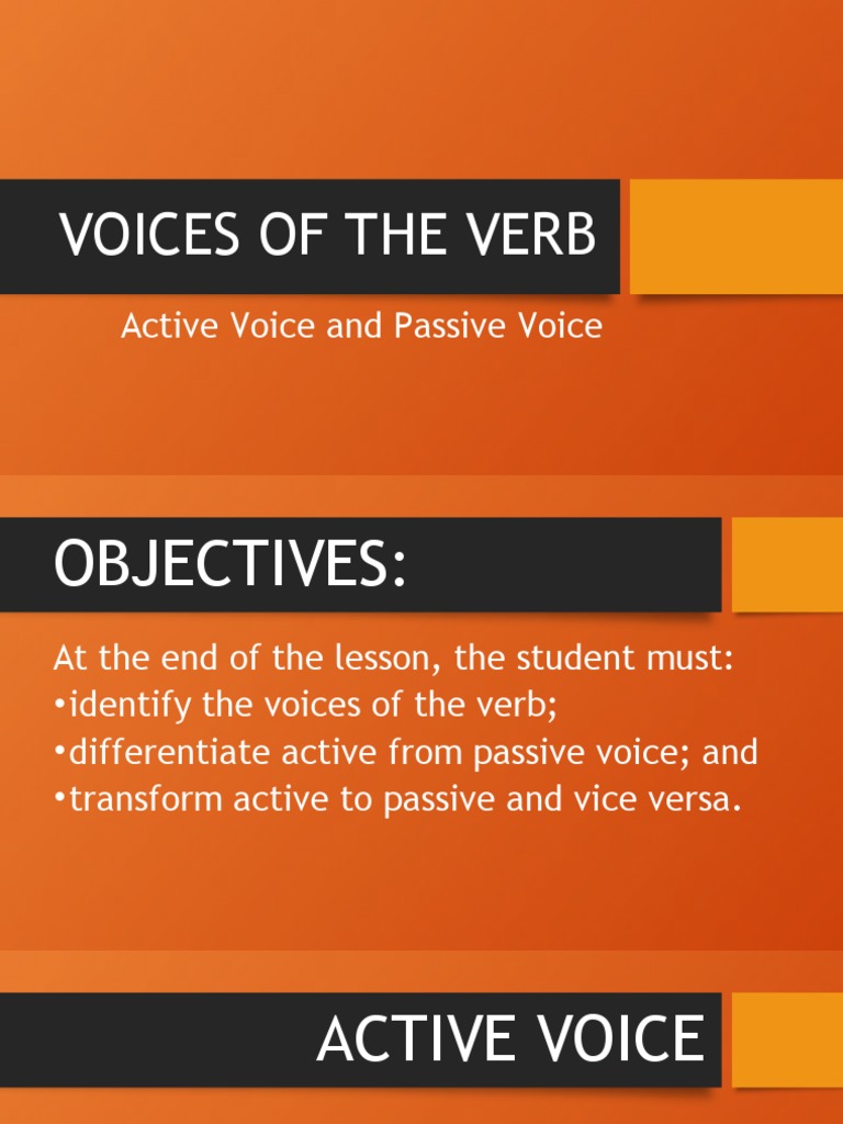 Lesson 3 Voices of The Verb English 7 | PDF | Object (Grammar) | Verb