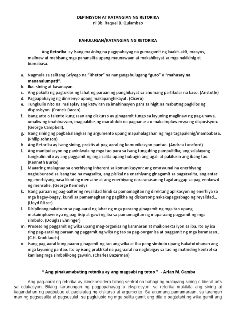 Retorika Handouts 2 | PDF